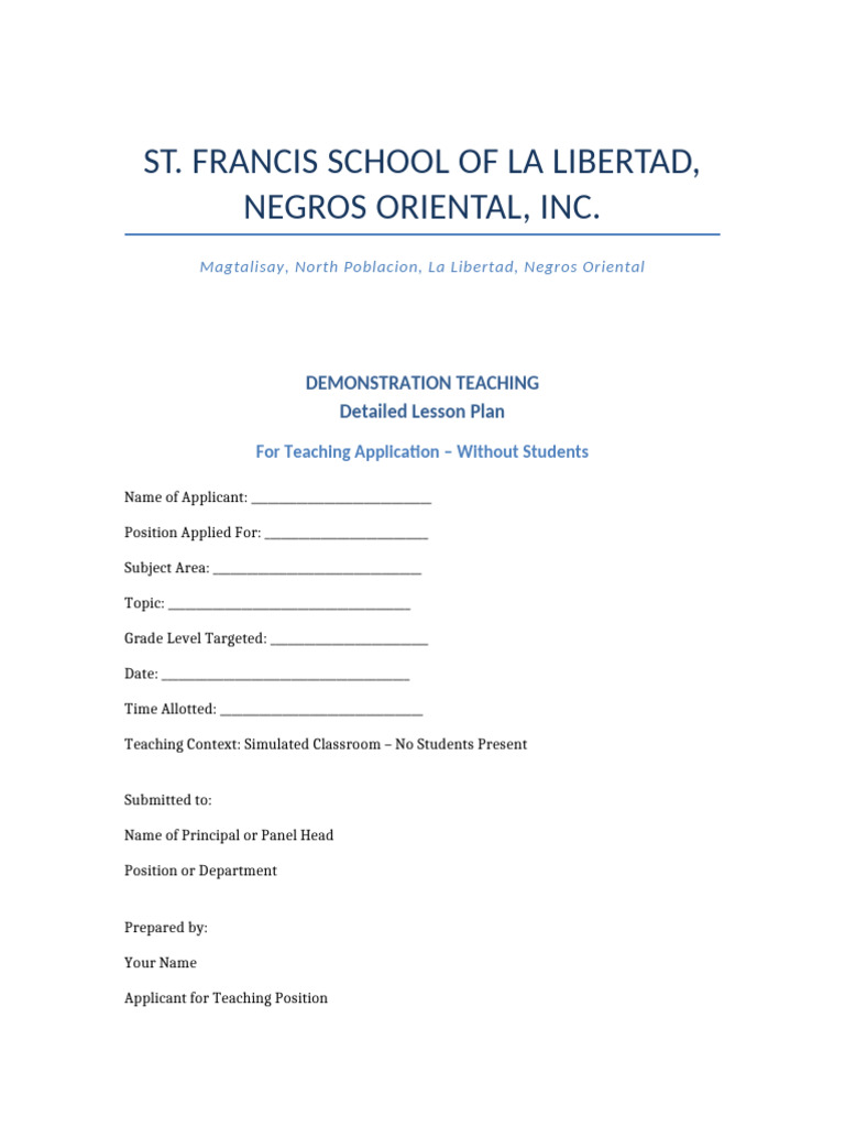 Lesson Plan for Teaching Application | PDF