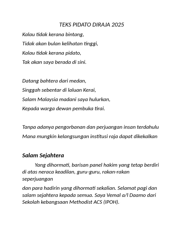 Teks Pidato Diraja 2021 | PDF