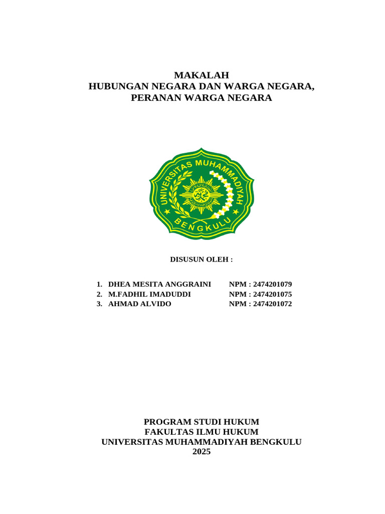 Makalah - Hubungan Negara Dan Warga Negara, Peranan Warga Negara | PDF