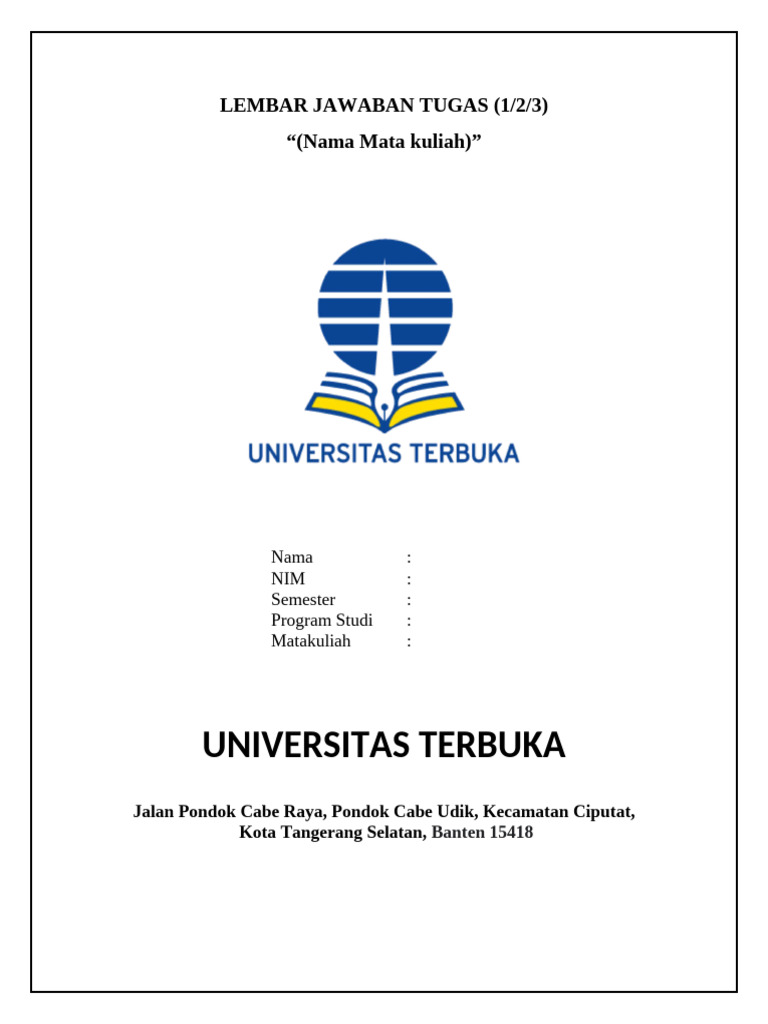 Lembar Jawaban Tugas Universitas Terbuka | PDF