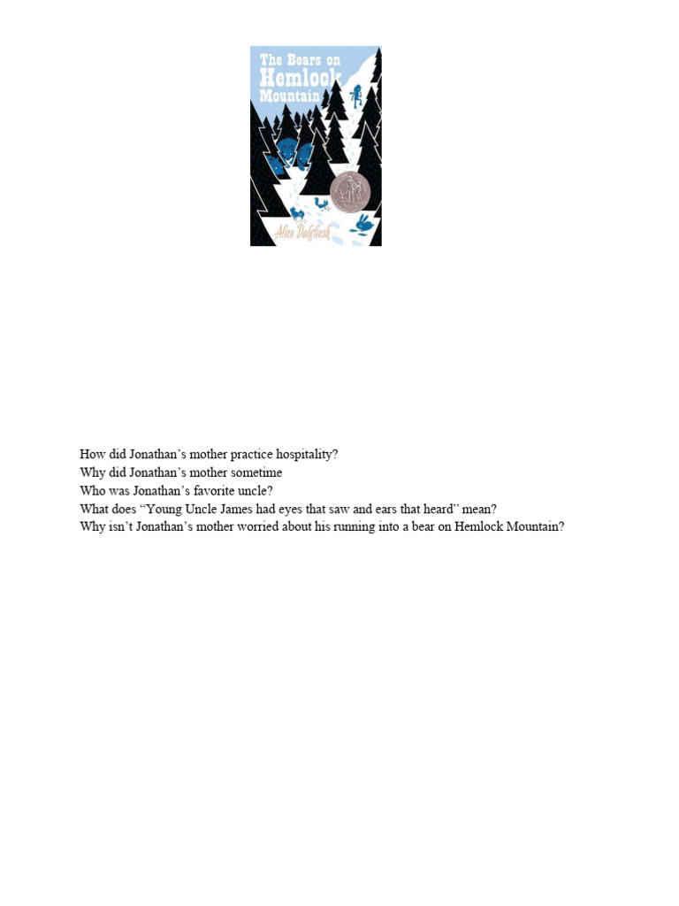 Activities for "The Bears on Hemlock Mountain" | PDF