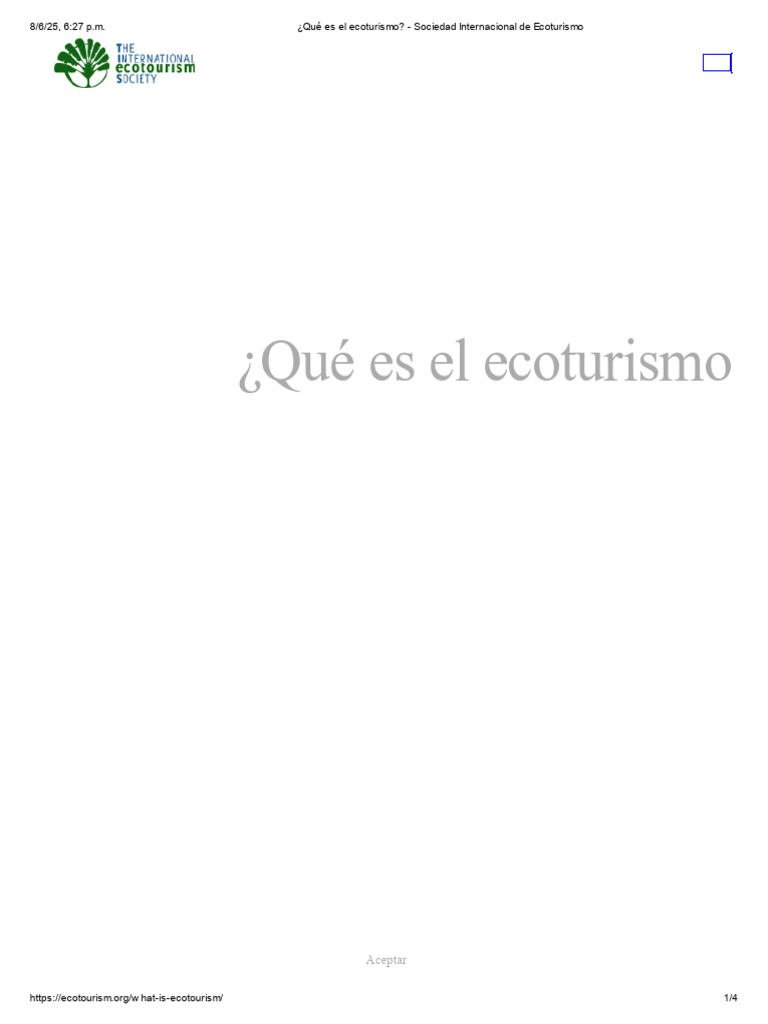¿Qué Es El Ecoturismo - Sociedad Internacional de Ecoturismo | PDF ...