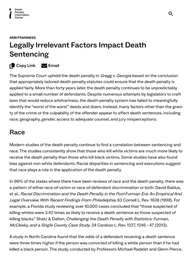 Legally Irrelevant Factors Impact Death Sentencing - Death Penalty ...