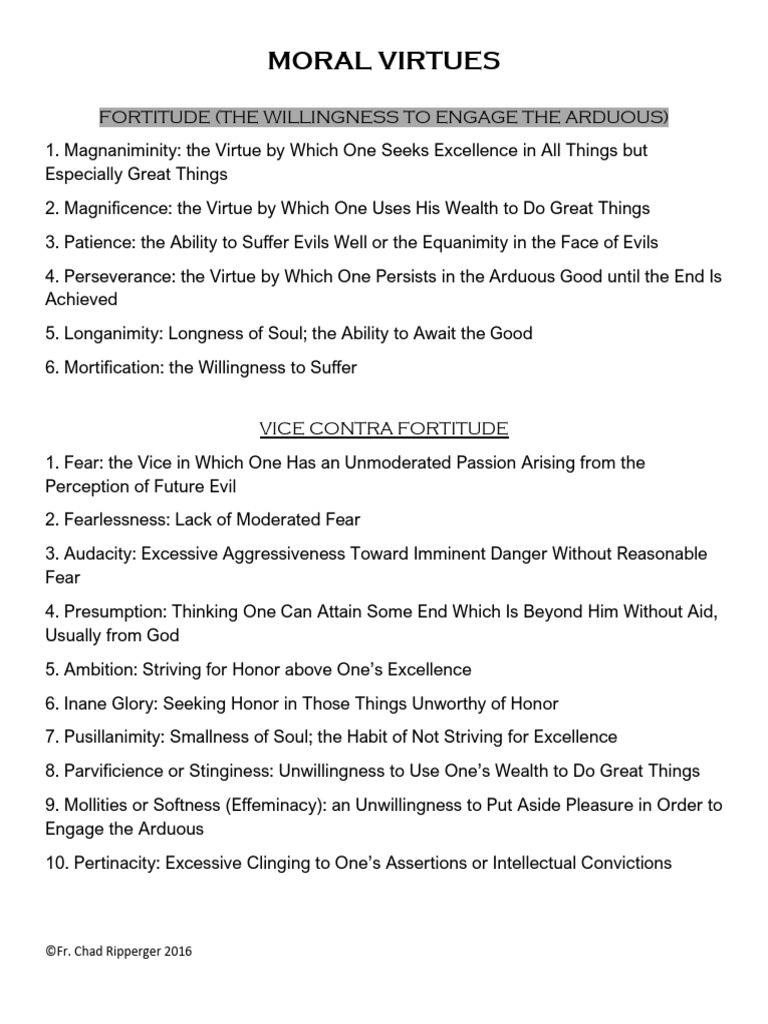 Cardinal Virtue of Fortitude | PDF
