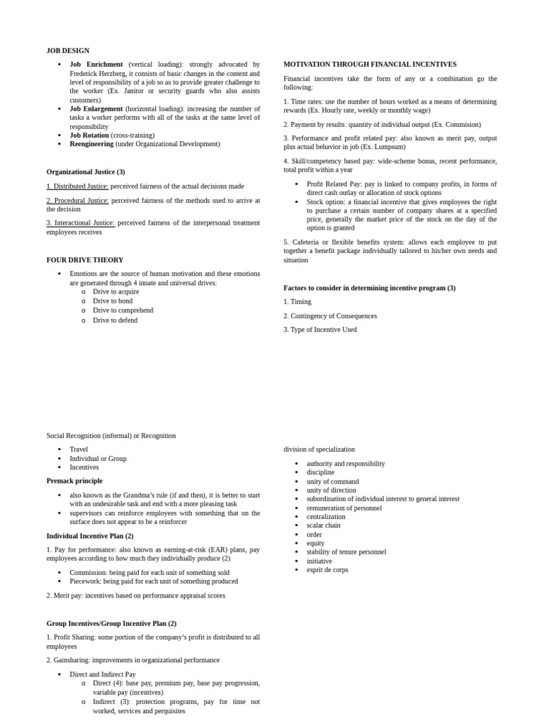 IO Extra Notes | PDF | Incentive | Business