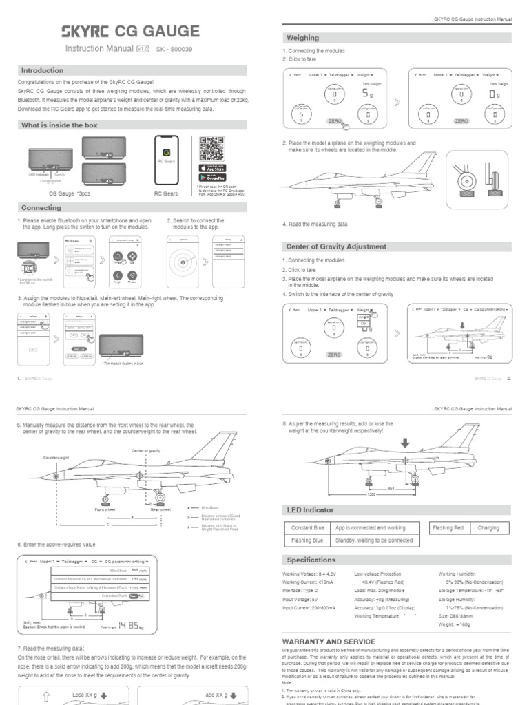 SkyRC CG Gauge Instruction Manual | PDF | Landing Gear | Weight