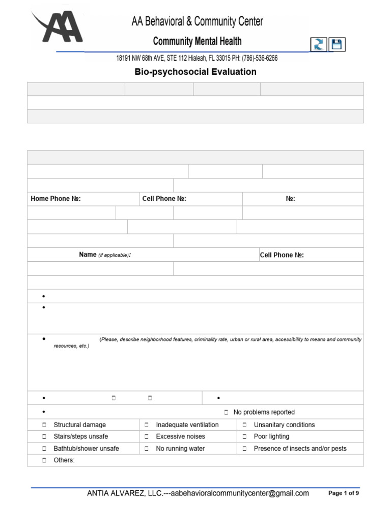 Comprehensive Bio-Psychosocial Evaluation | PDF | Psychiatry ...