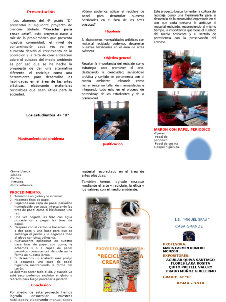 Feria Ciencias Triptico | PDF | Reciclaje | Papel