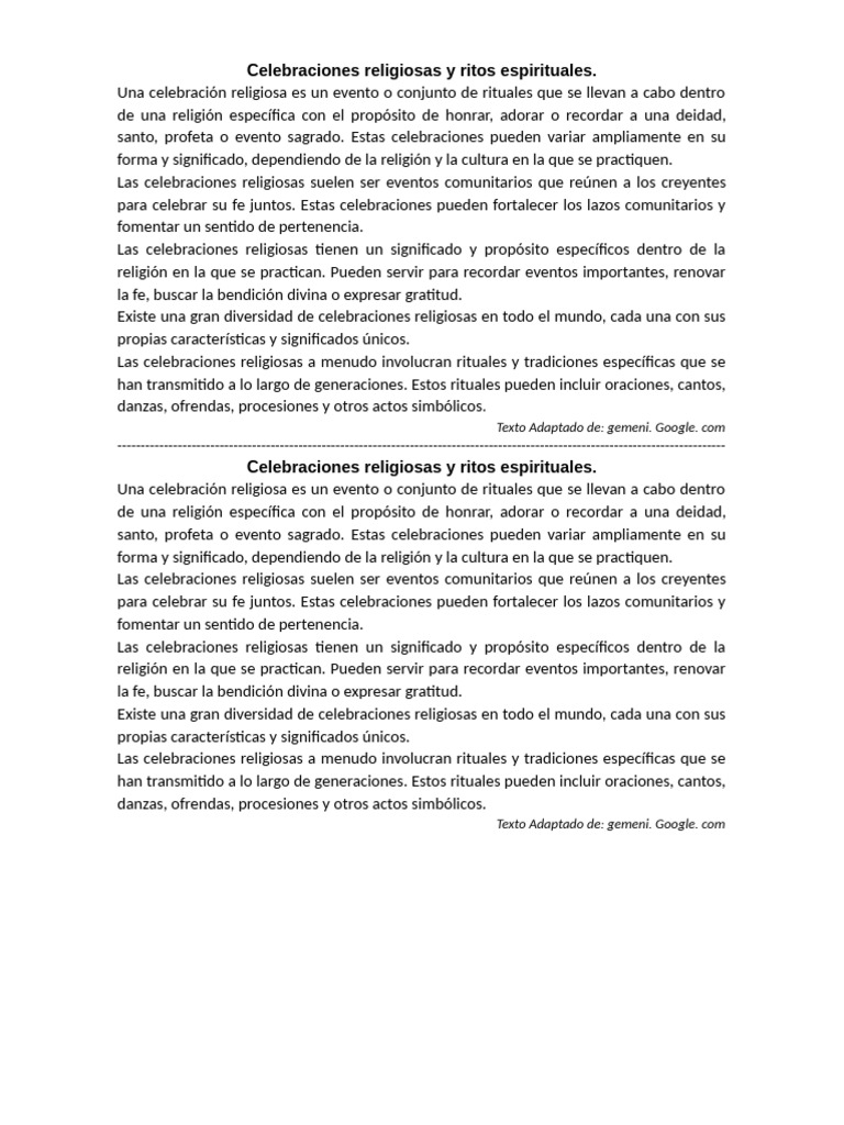 Ritos y Celebraciones Religiosas | PDF | Rituales | Tradiciones
