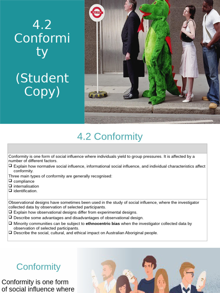 4.2 Conformity (Students Copy) | PDF | Conformity | Behavior
