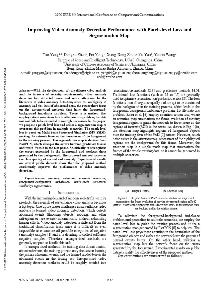 Improving Video Anomaly Detection Performance With Patch-Level Loss and | PDF | Image ...