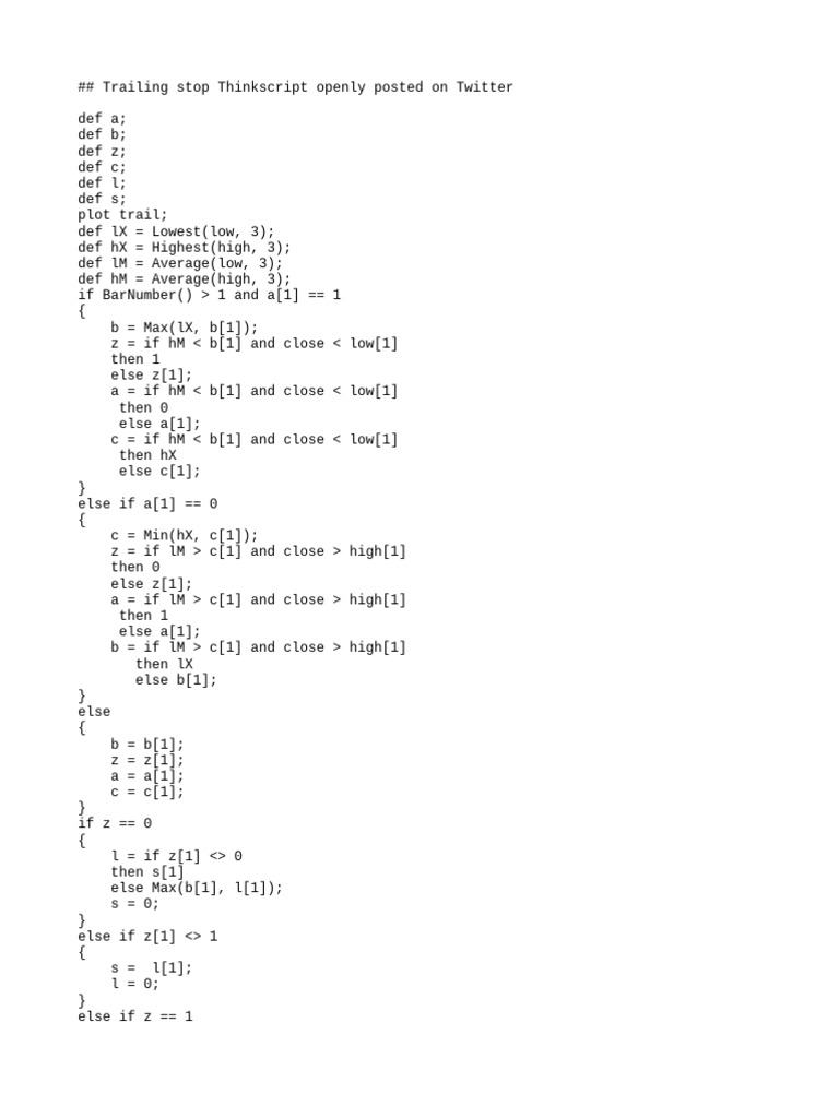 Thinkscript Trailing Stop | PDF
