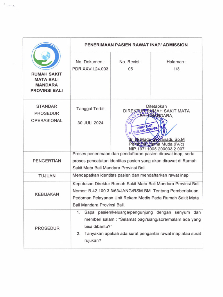 3.pendaftaran Ranap | PDF