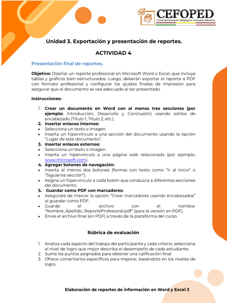 Actividad 4 - Elaboración de Reportes de Información en Word y Excel 3 ...