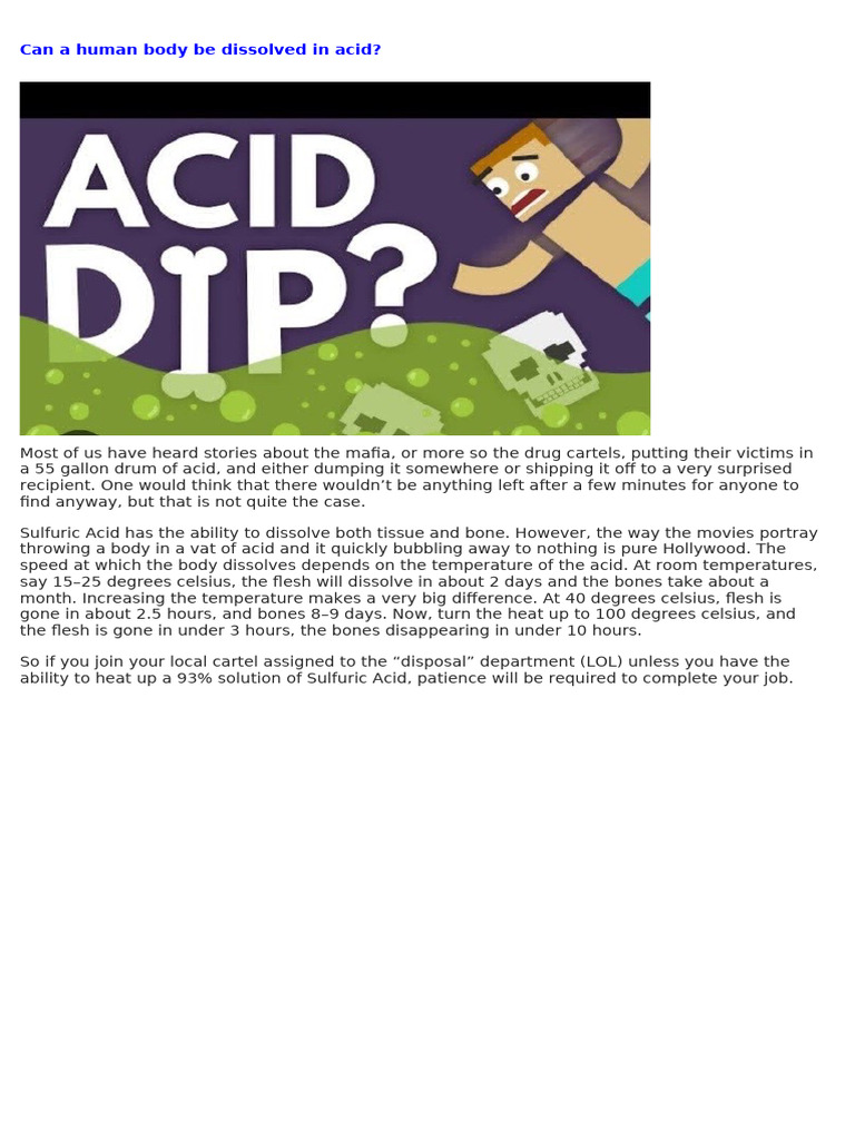 Can A Human Body Be Dissolved in Acid | PDF