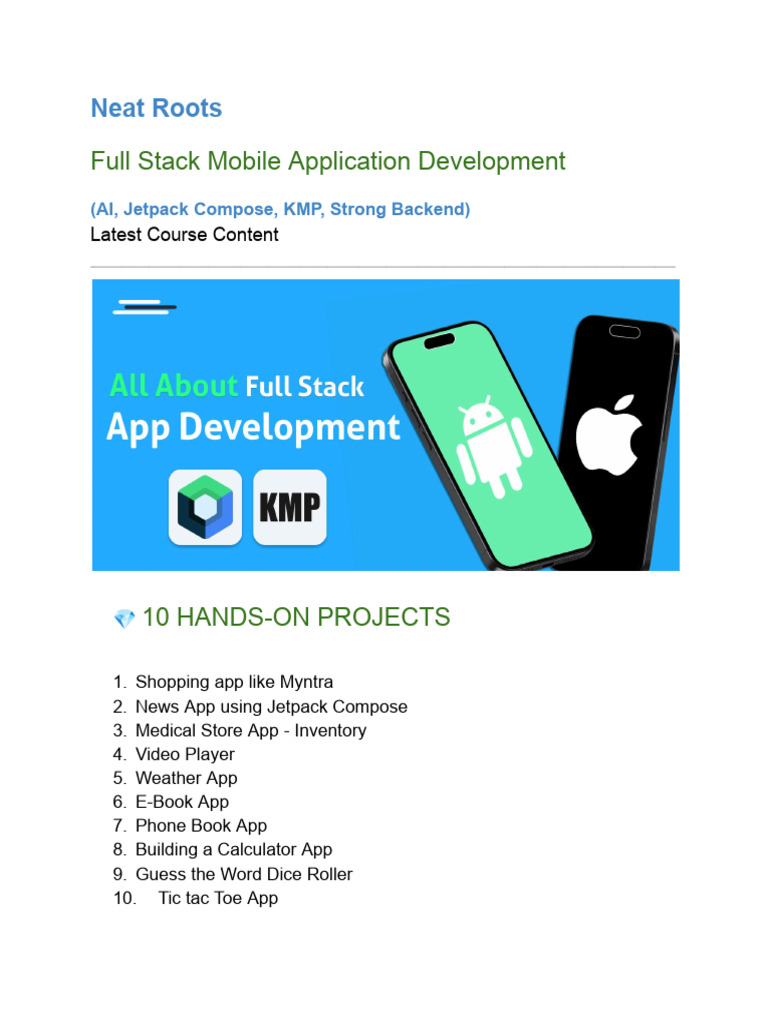 Full Stack Mobile App Development Course | PDF | Mobile App | Android (Operating System)