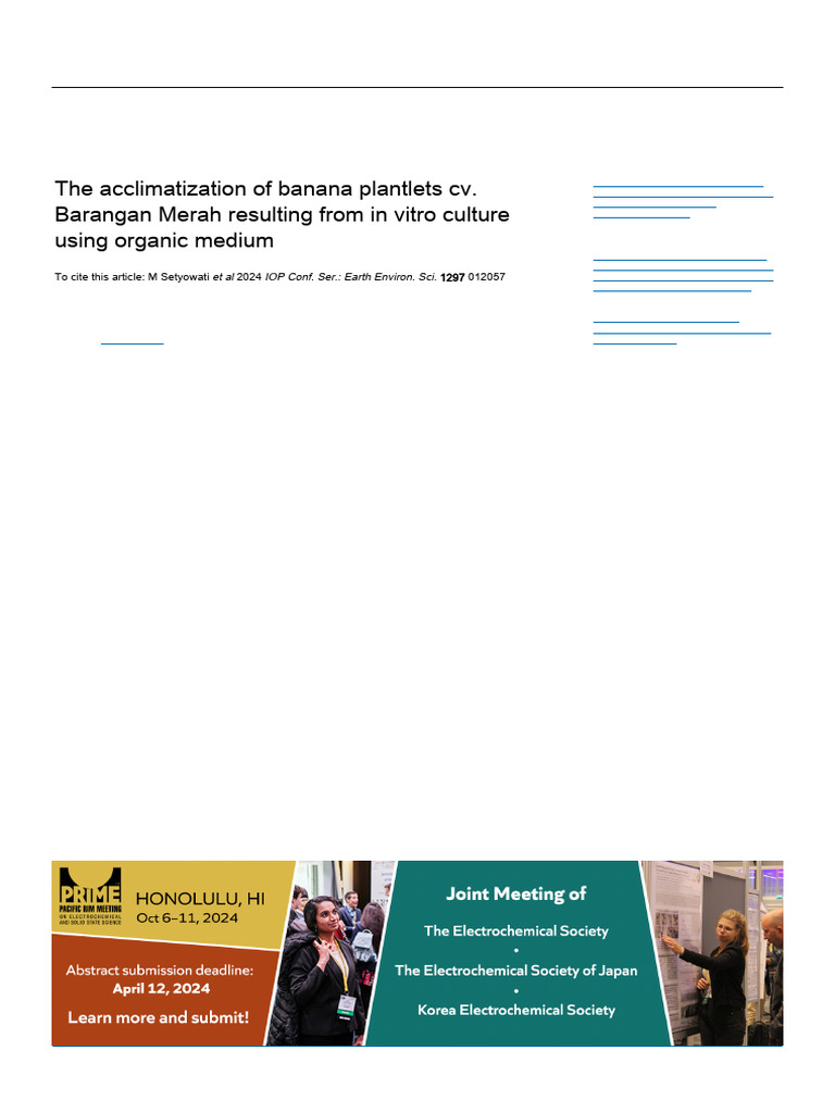 The Acclimatization of Banana Plantlets CV Baranga-1 | PDF