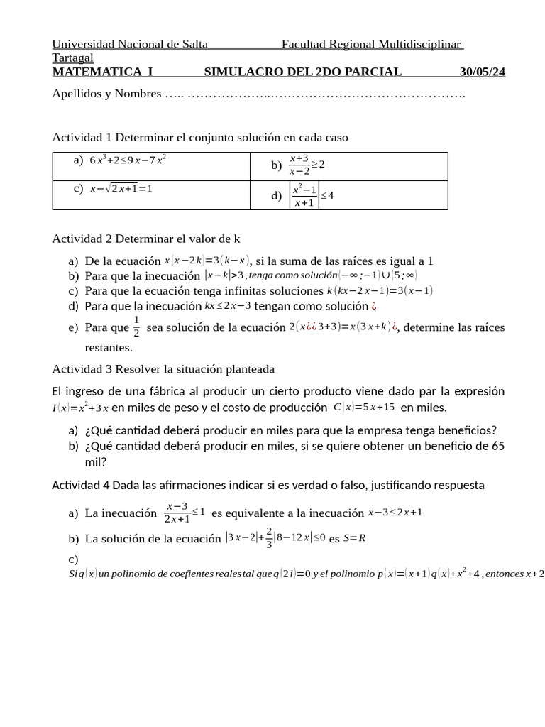 Simulacro 2do Parcial | PDF