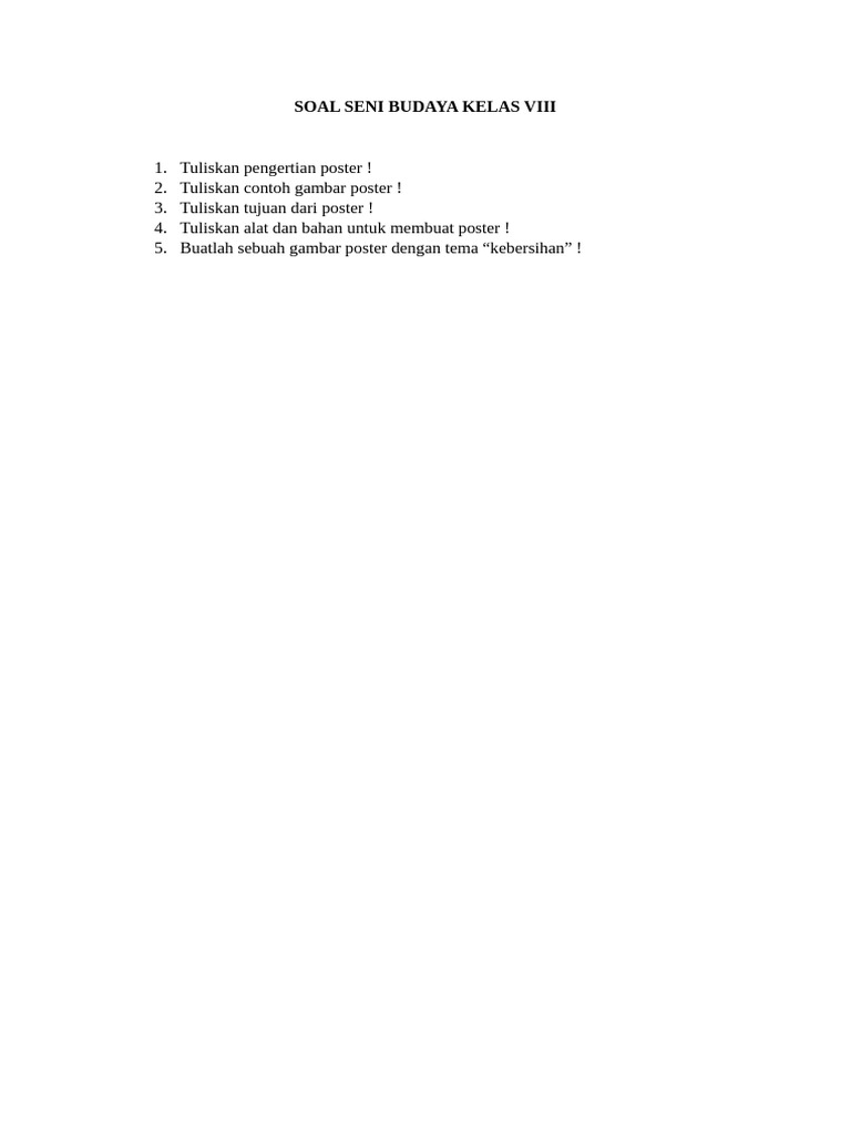 Soal Seni Budaya Kelas Viii | PDF
