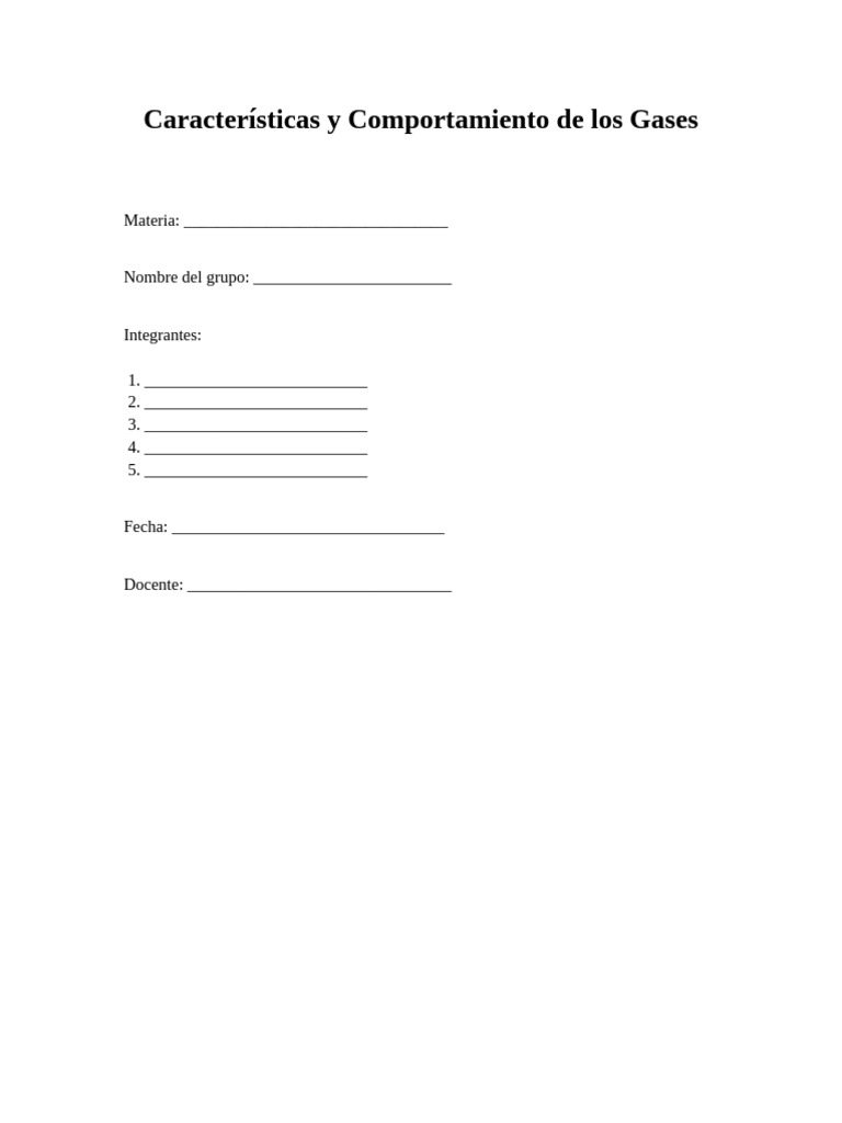 Características de Los Gases - Con Carátula | PDF