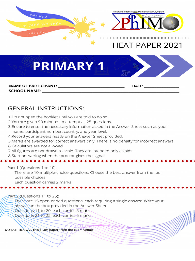 PhIMO Heat 2021 Primary 1 | PDF