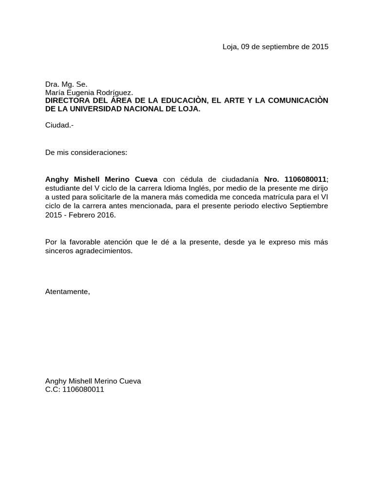 Solicitud - Mishell! | PDF