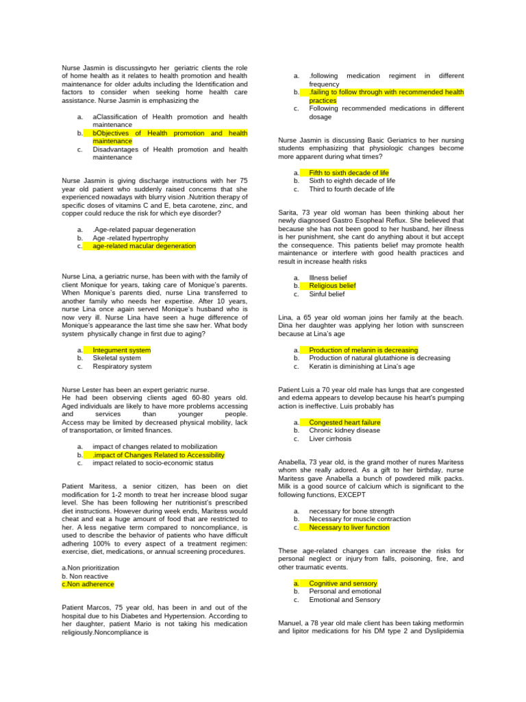 NCM 114 Midterm Reviewer 2 | PDF | Hypertension | Geriatrics
