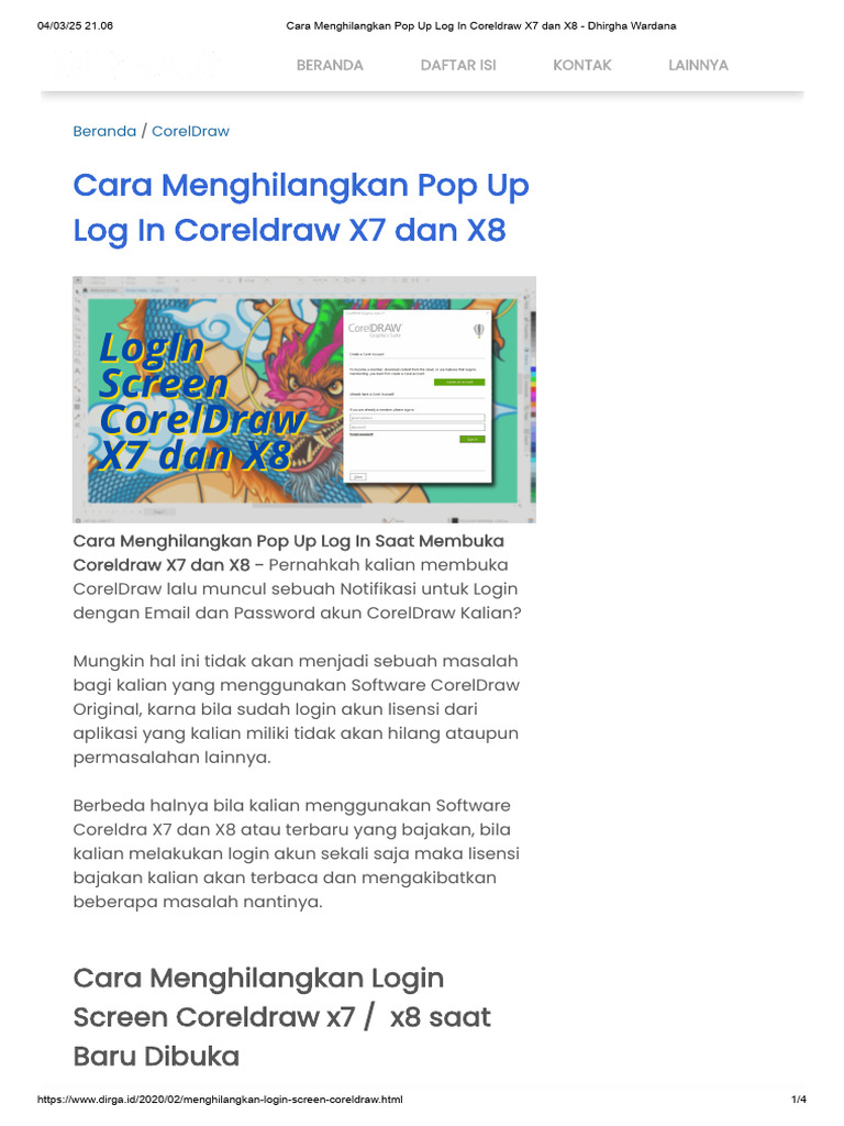 Hilangkan Pop Up Login CorelDraw X7/X8 | PDF
