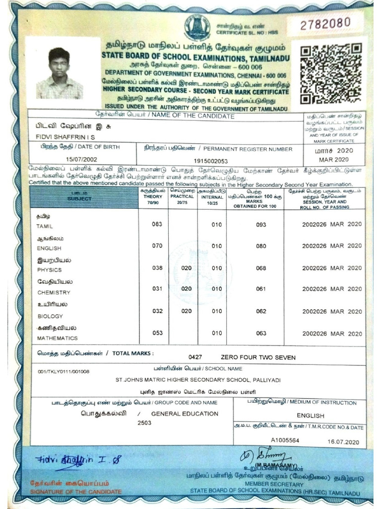HSC Mark Sheet | PDF