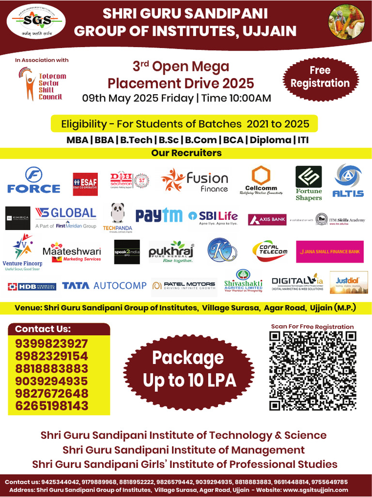3rd Open Mega Placement Drive 2025@SGSITS, UJJAIN | PDF