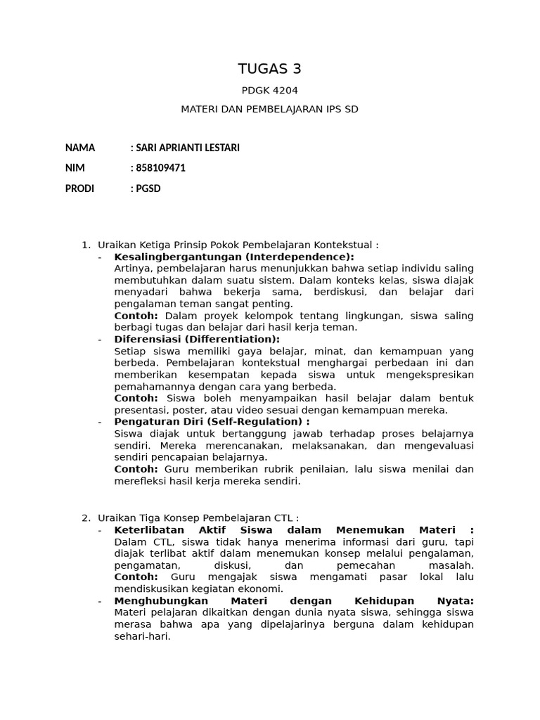Tugas 3 Materi Dan Pembelajaran Ips SD | PDF