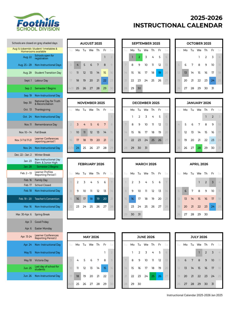 2025 2026 Instructional Calendar.e1afbc22647 | PDF | Academic Term ...