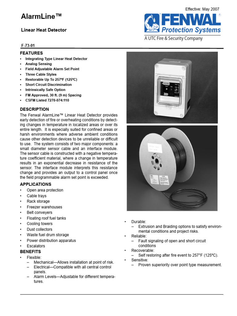 Fenwal Alarmline Linear Heat Detector F 73 01 Print | PDF | Electrical ...