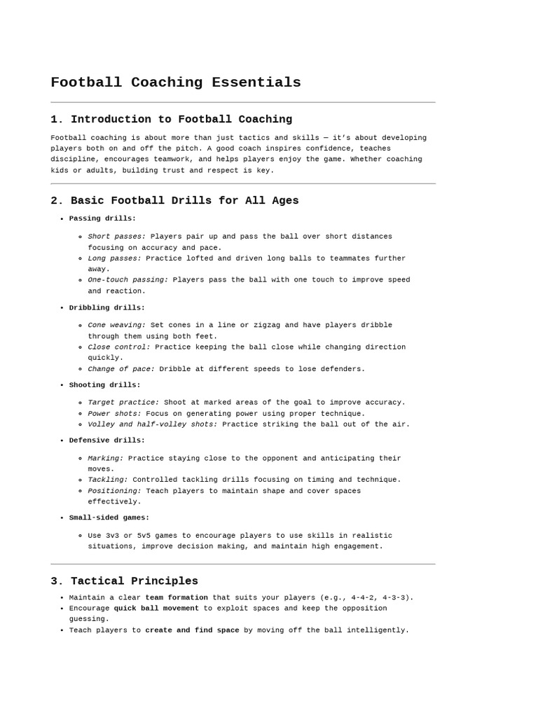 Football Coaching Essentials | PDF | Defender (Association Football ...