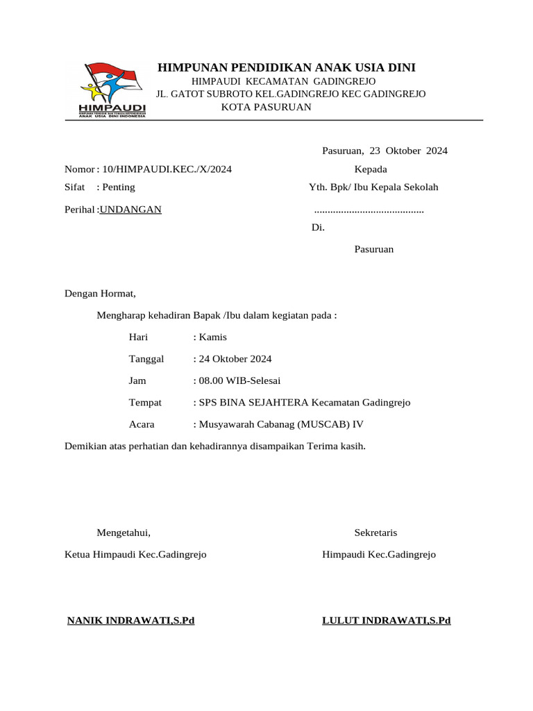 Undangan Muscab | PDF