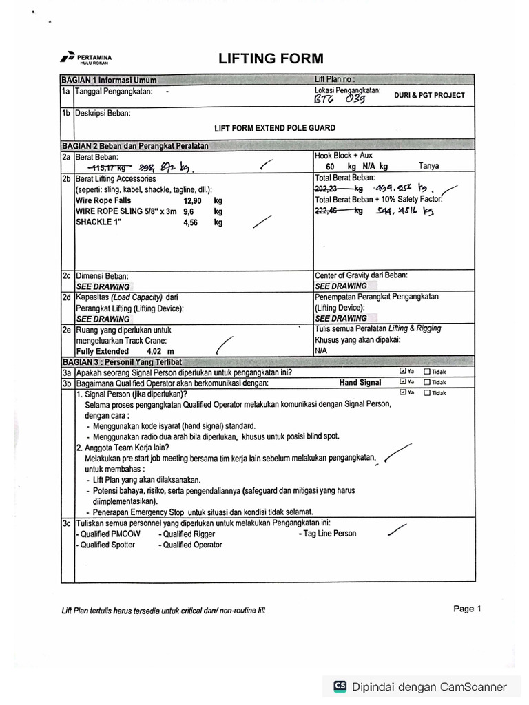 Lifting Form BTG 039 | PDF