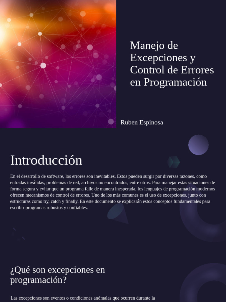 Manejo de Excepciones y Control de Errores | PDF | Programación de computadoras | Error de ...