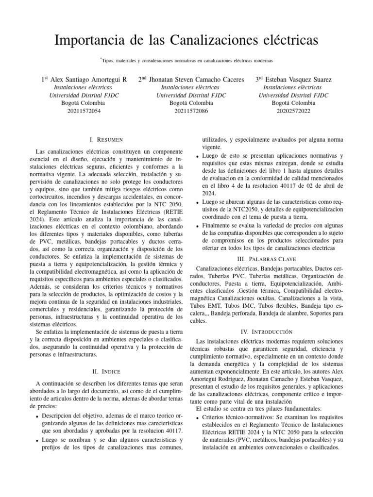 Articulo Canalizaciones Eléctricas Final | PDF | Conductor electrico | Aislador (Electricidad)