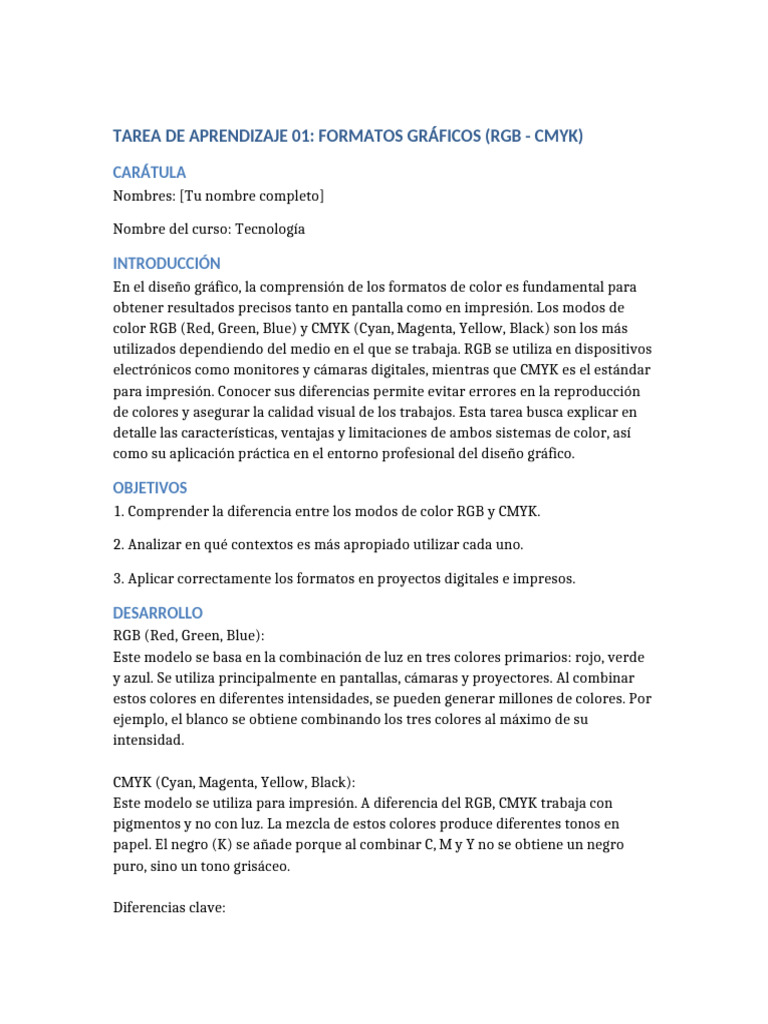 Tarea de Aprendizaje Formatos Adobe Illustrator | PDF | Color | Modelo de color Rgb