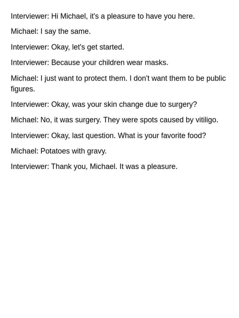 Interviewer Hi Michael, It's A Pleasure To Have You Here. | PDF