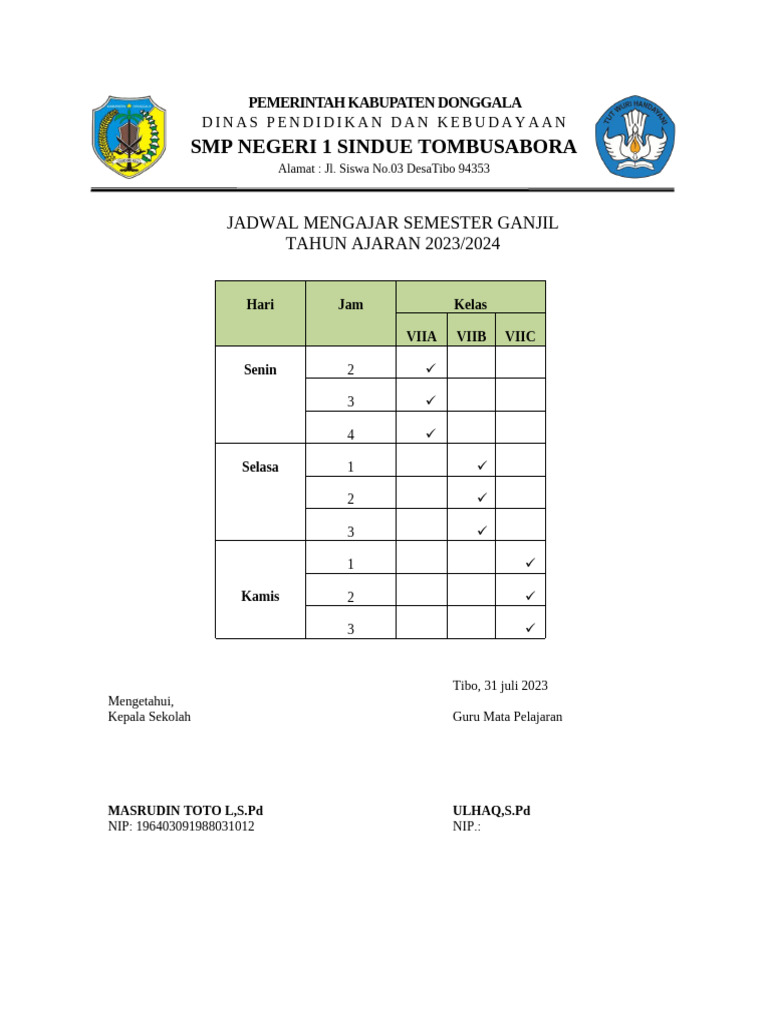Jadwal_mengajar ulhaq | PDF