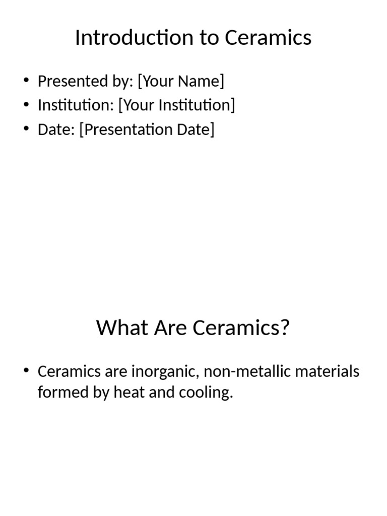 Overview of Ceramics and Their Applications | PDF