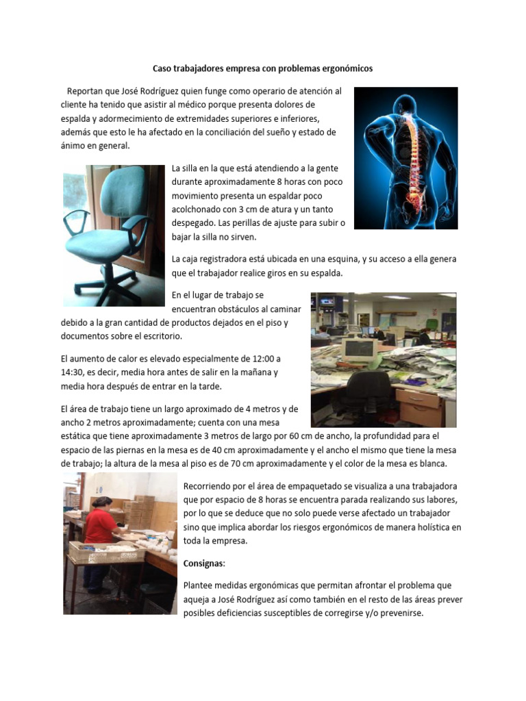 Caso Trabajadores Empresa Con Problemas Ergonómicos | PDF