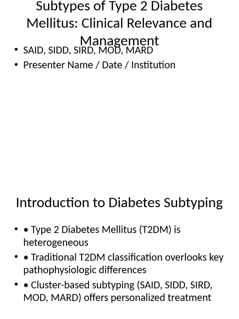 T2DM Subtypes Updated Management | PDF