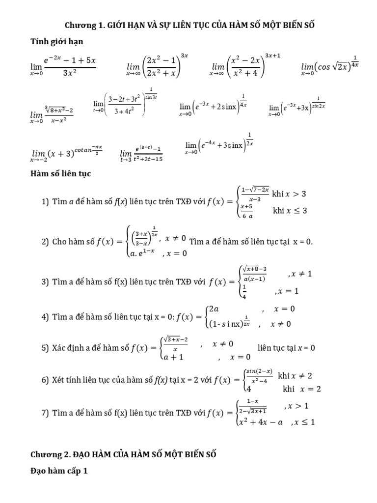 BT On Thi Giai Tich | PDF