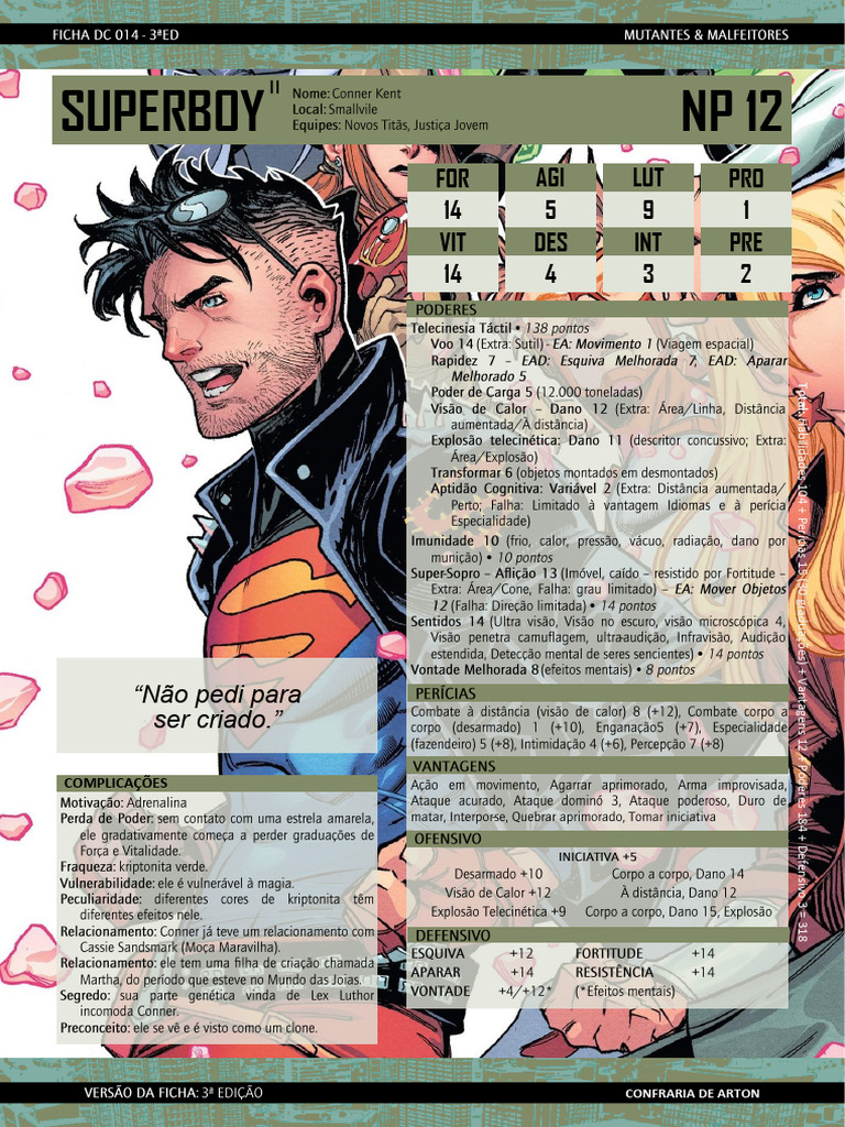 Ficha MM 3ed DC - 14 - Superboy II (Conner Kent) | PDF