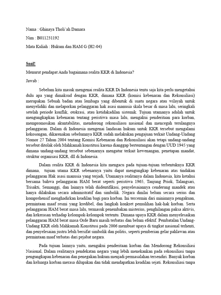 Tugas Minggu 15 Hukum Dan HAM - Ghinaya Tholi'Ah Damara | PDF