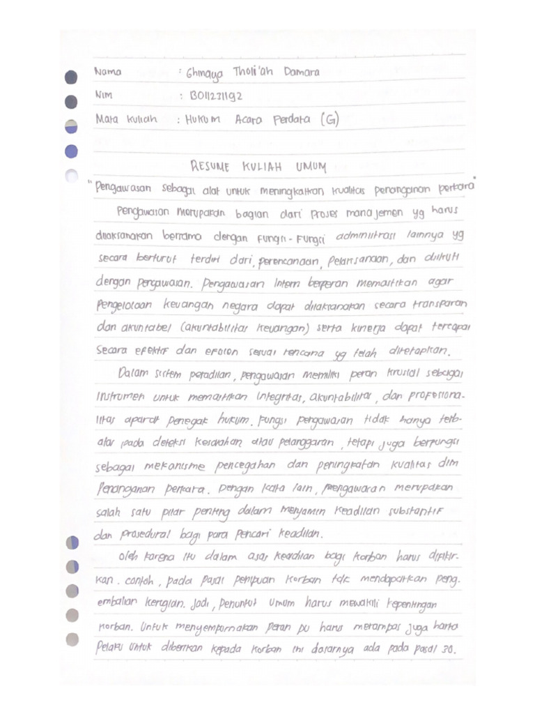 Ghinaya Tholi'Ah Damara - B011231192 - Resume Kuliah Umum | PDF