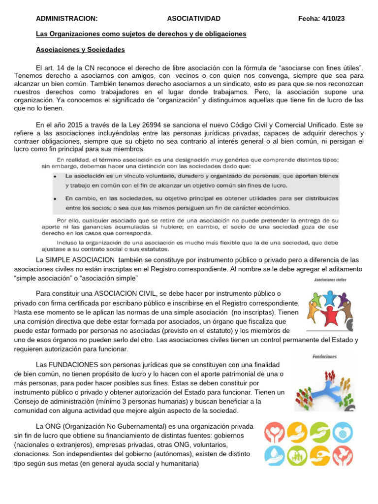 Tipos de Asociaciones y Fundaciones | PDF | Organización no ...