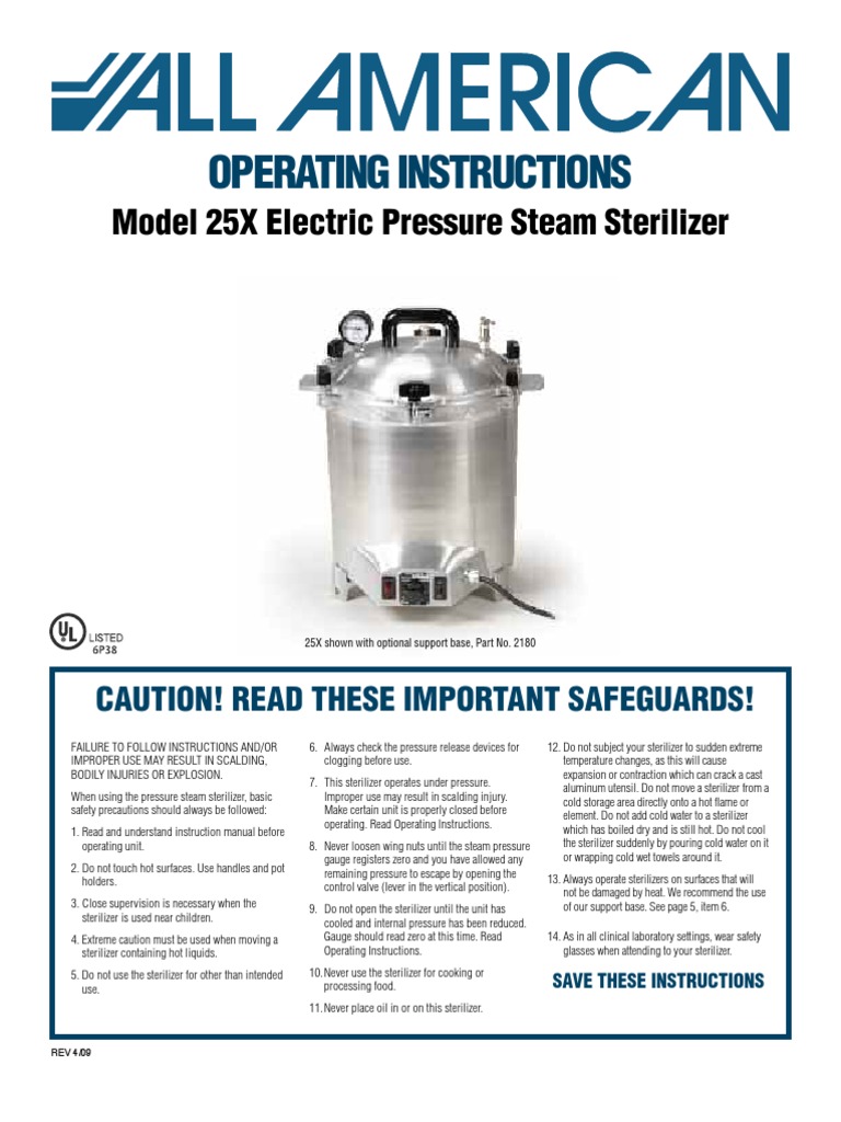 Manual Autoclave All American | PDF | Thermostat | Valve